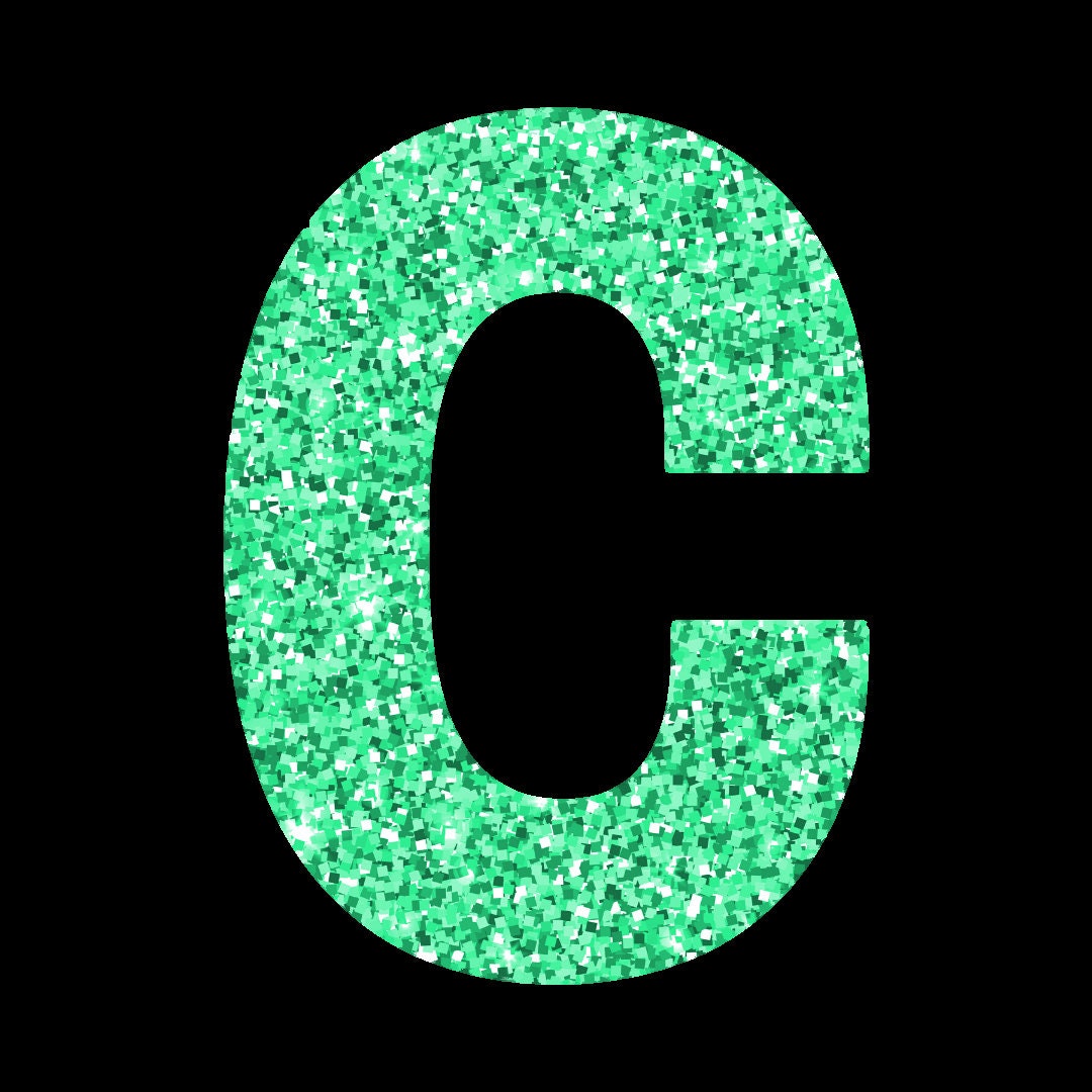 Green Glitter Letters and Numbers, Green Glitter Alphabet, Green ...