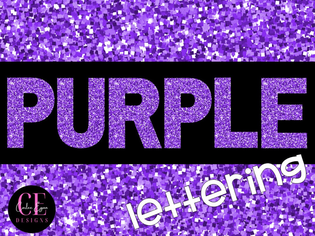 Purple Glitter Letters and Numbers, Purple Glitter Alphabet, Purple ...