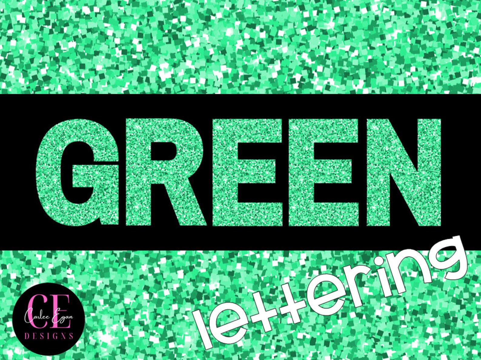 Green Glitter Letters and Numbers, Green Glitter Alphabet, Green ...