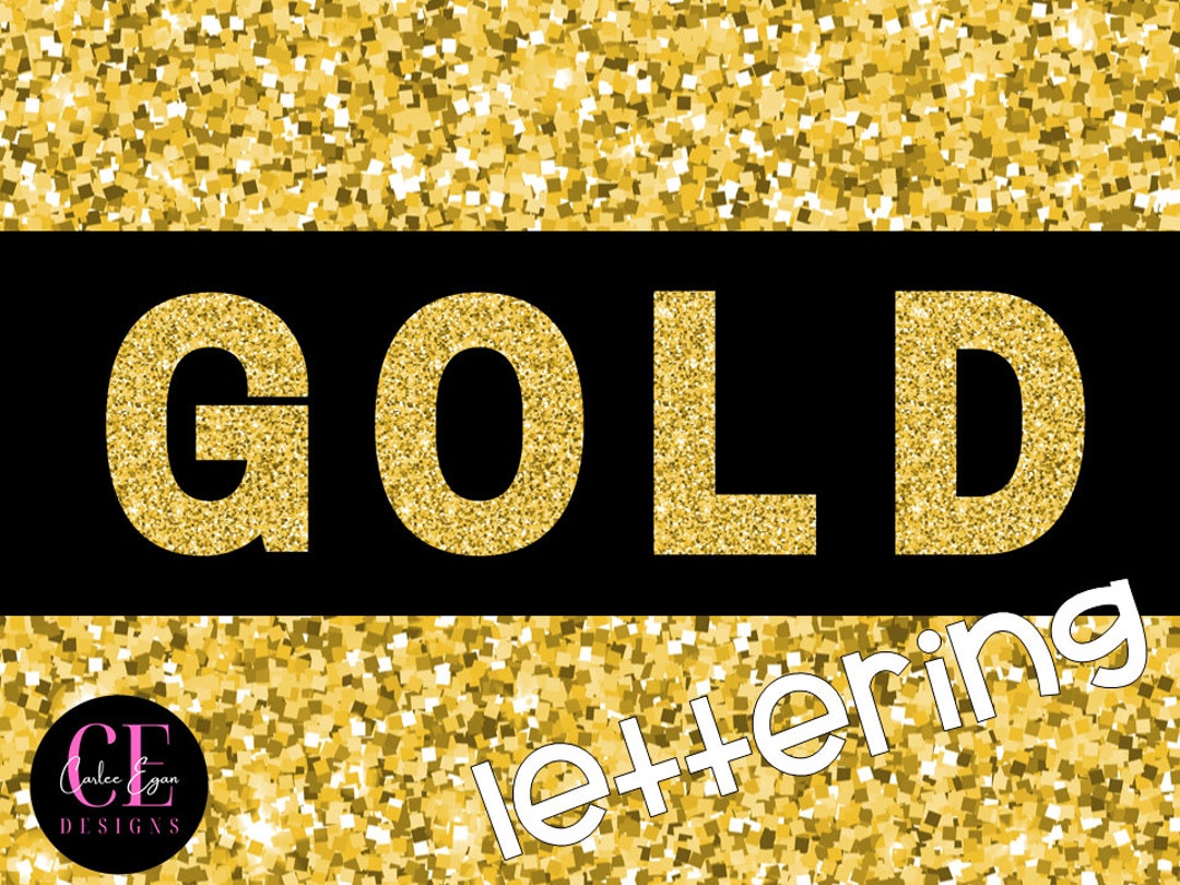 Gold Glitter Letters and Numbers, Gold Glitter Alphabet, Gold Glitter ...
