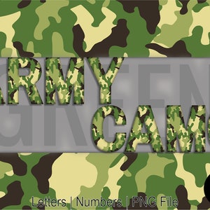 Army Green Camo Letters and Numbers, Green Camouflage Alphabet, Green ...