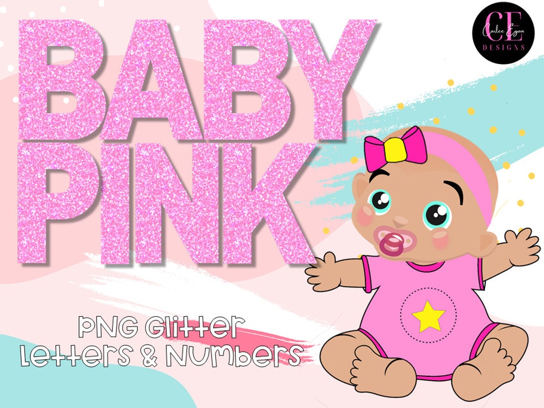Baby Pink Glitter Letters and Numbers, Baby Pink Alphabet, Baby Pink ...