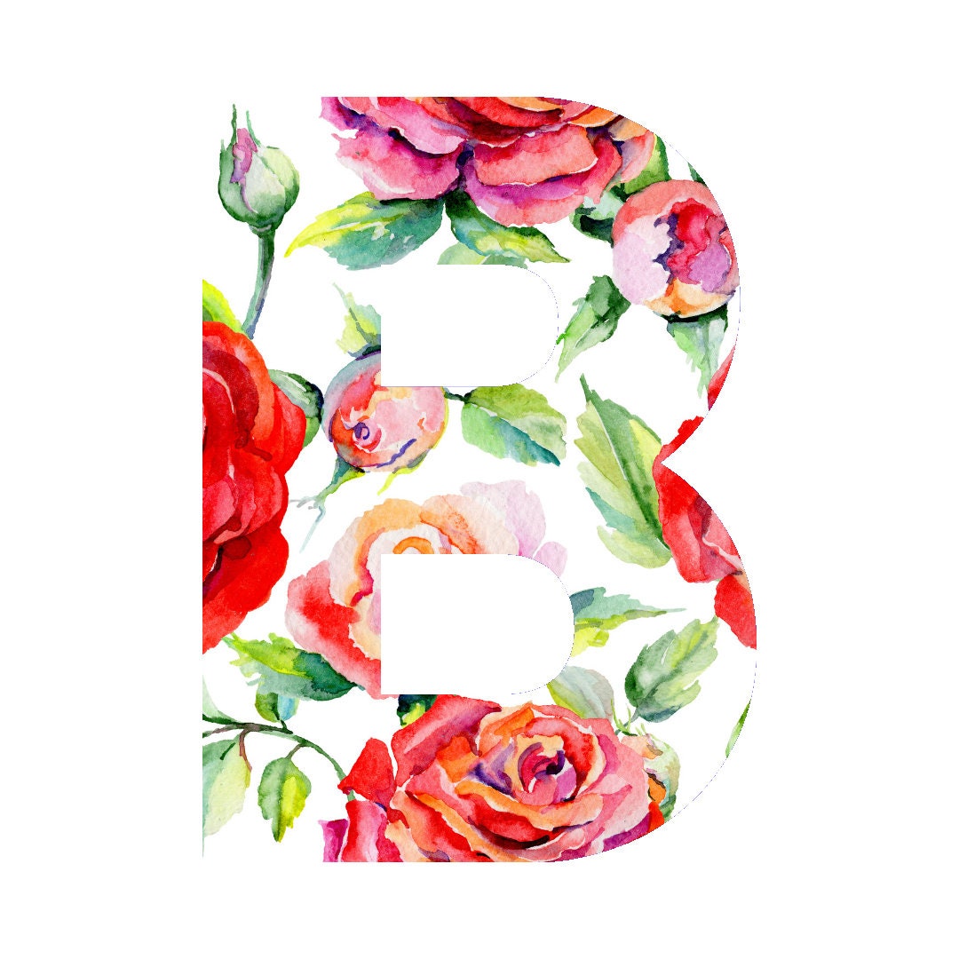 Red Roses Letters and Numbers, Red Roses Alphabet, Red Roses Digital ...