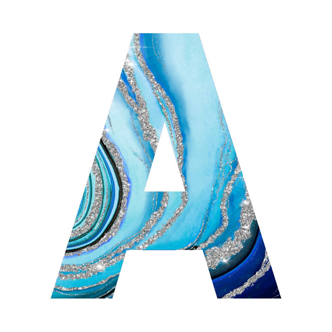 Blue Crystal Agate Letters and Numbers, Blue Crystal Agate Alphabet ...