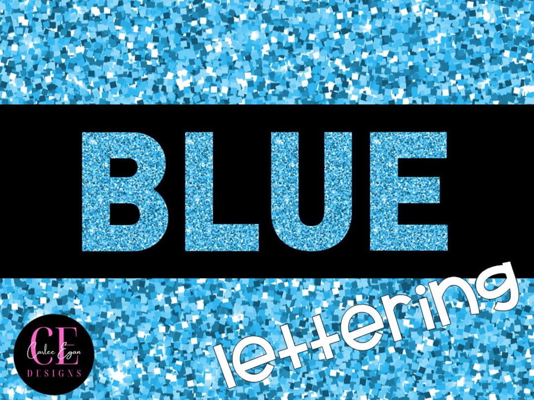 Blue Glitter Letters and Numbers, Blue Glitter Alphabet, Blue Glitter ...