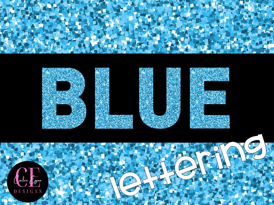 Blue Glitter Letters and Numbers, Blue Glitter Alphabet, Blue Glitter ...