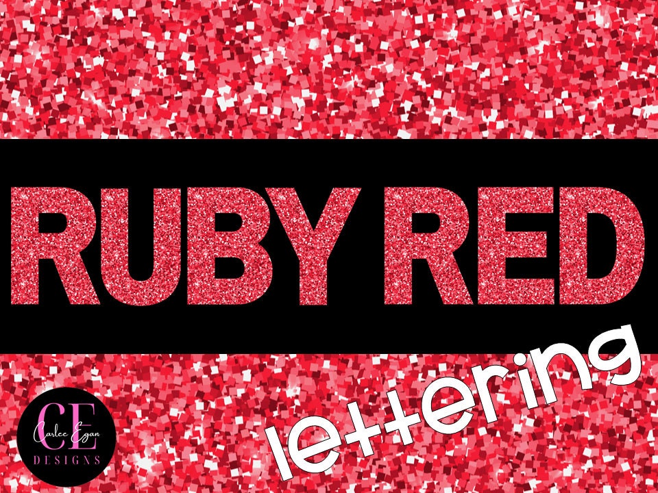 Ruby Red Glitter Letters and Numbers, Ruby Red Glitter Alphabet, Red ...