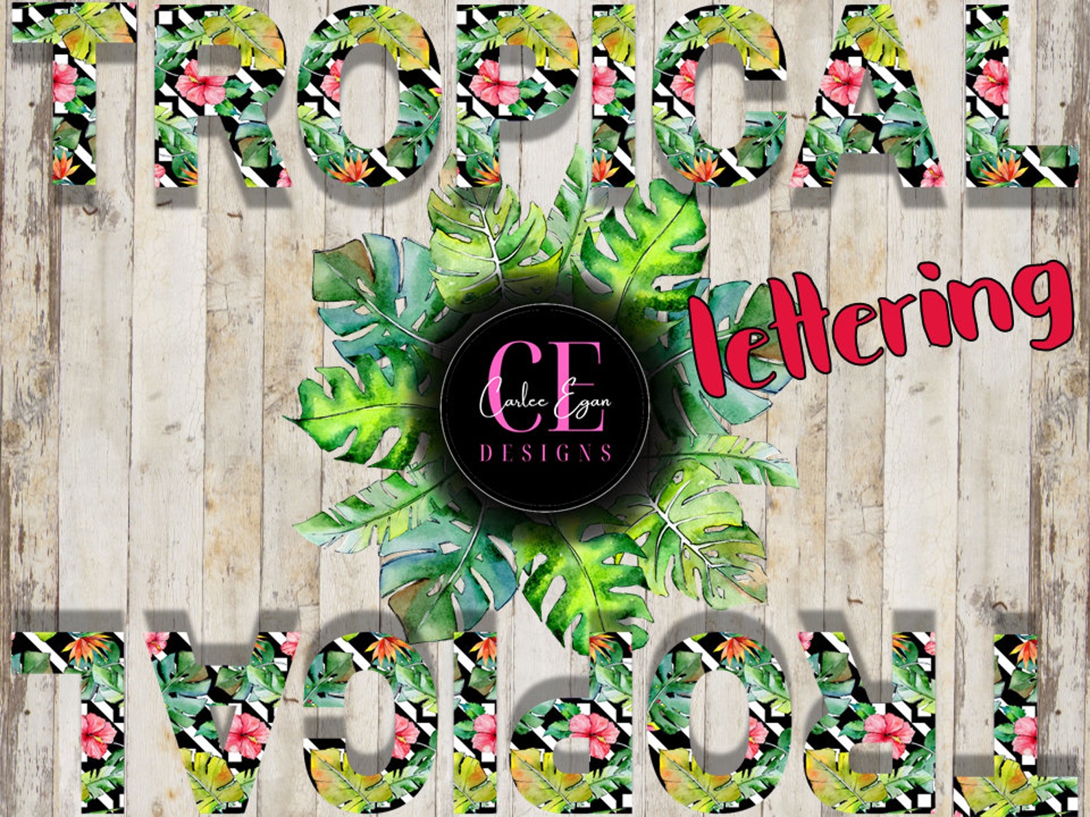 Tropical Letters and Numbers, Tropical Alphabet, Tropical Digital ...