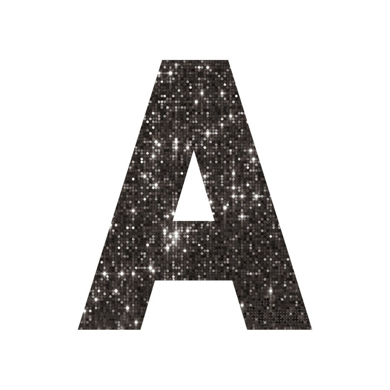 Black Sequins Letters & Numbers, Black Glitter Alphabet, Black Letters ...