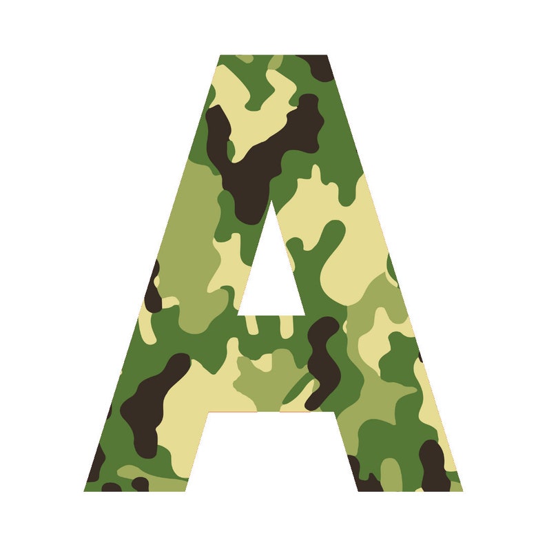 Army Green Camo Letters and Numbers, Green Camouflage Alphabet, Green ...