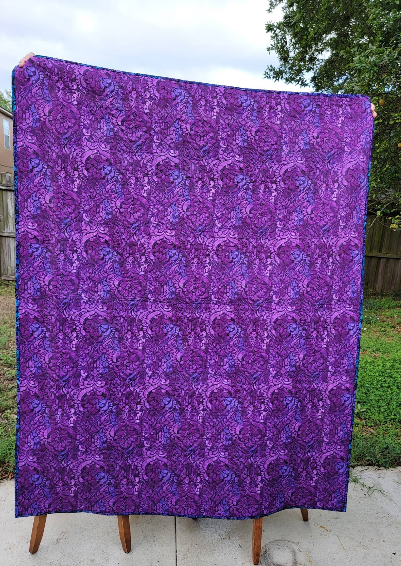 Batik Log Cabin Quilt: Purple, Blue, and Green Pattern - Etsy