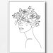 Woman One Line Drawing Head of Flowers Art Print Female Line - Etsy