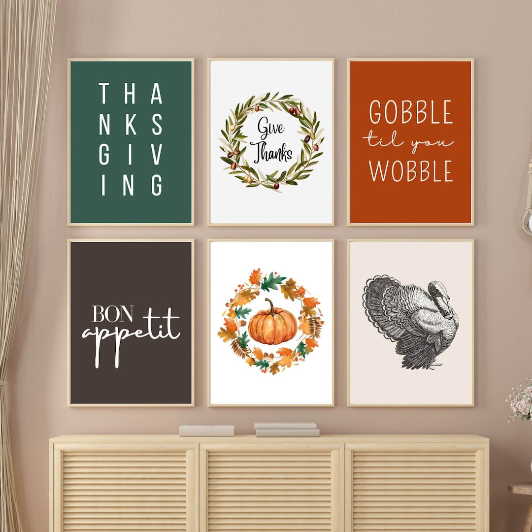 Thanksgiving Wall Art Printable, Thanksgiving Decor, Gallery Wall Art ...