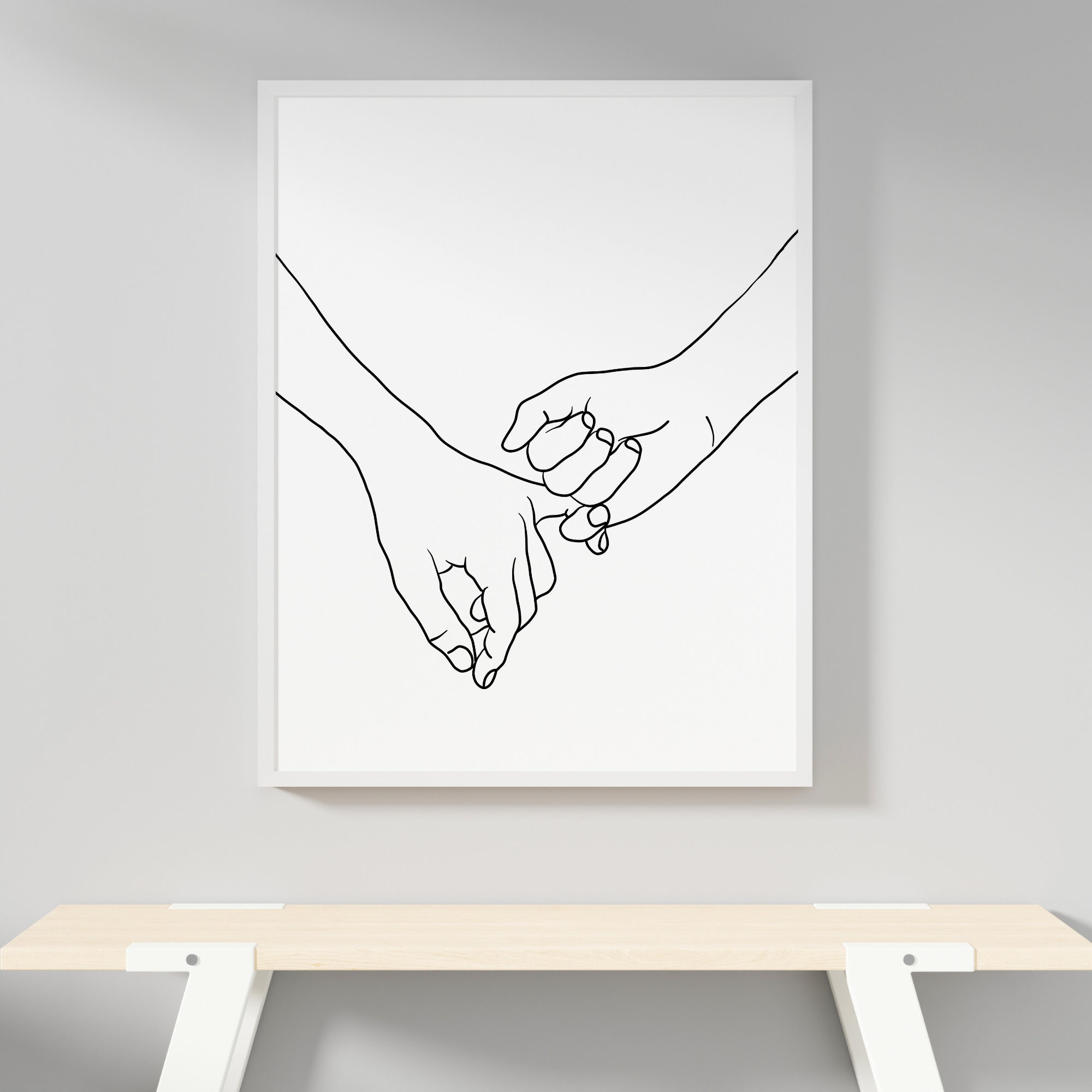 Hands Line Art Print Set of 3 holding hands print Hands Line | Etsy