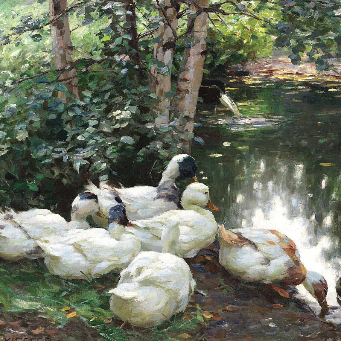 Vintage Duck Painting: Spring Landscape Printable Art (digital Download ...
