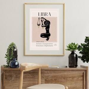 Libra Zodiac Art Print, Astrology Poster Decor, Horoscope Symbols ...