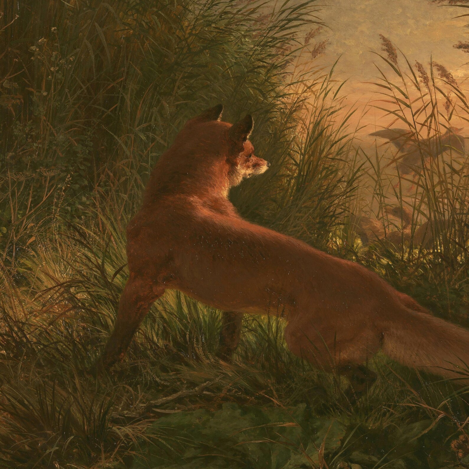 Fox Painting Vintage Animal Art Print Fox Hunting Painting - Etsy