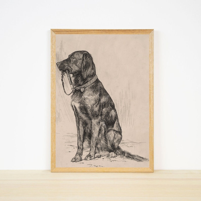 Black Labrador Art Print Vintage Dog Painting Antique Animal - Etsy