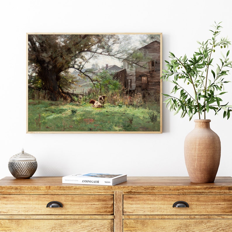 Vintage Farm Print Farm Animal Painting Vintage Farmhouse - Etsy