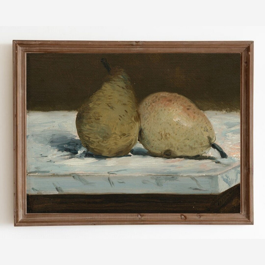 Pear Still Life Painting, Vintage Kitchen Art Print, Fruit Still Life ...