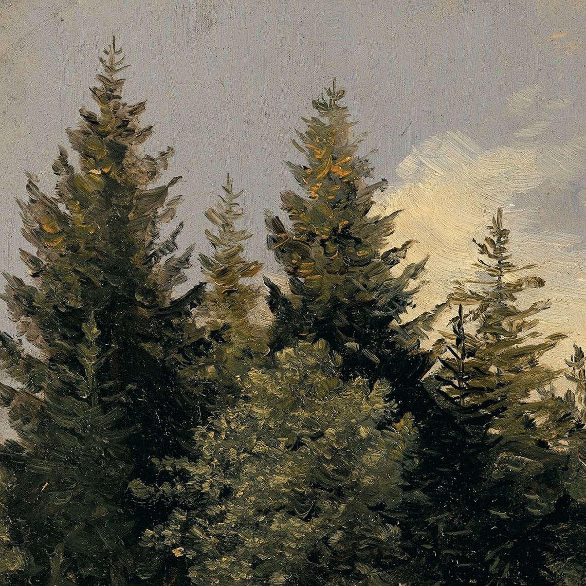 Vintage Forest Painting Rustic Tree Wall Decor Landscape Art - Etsy