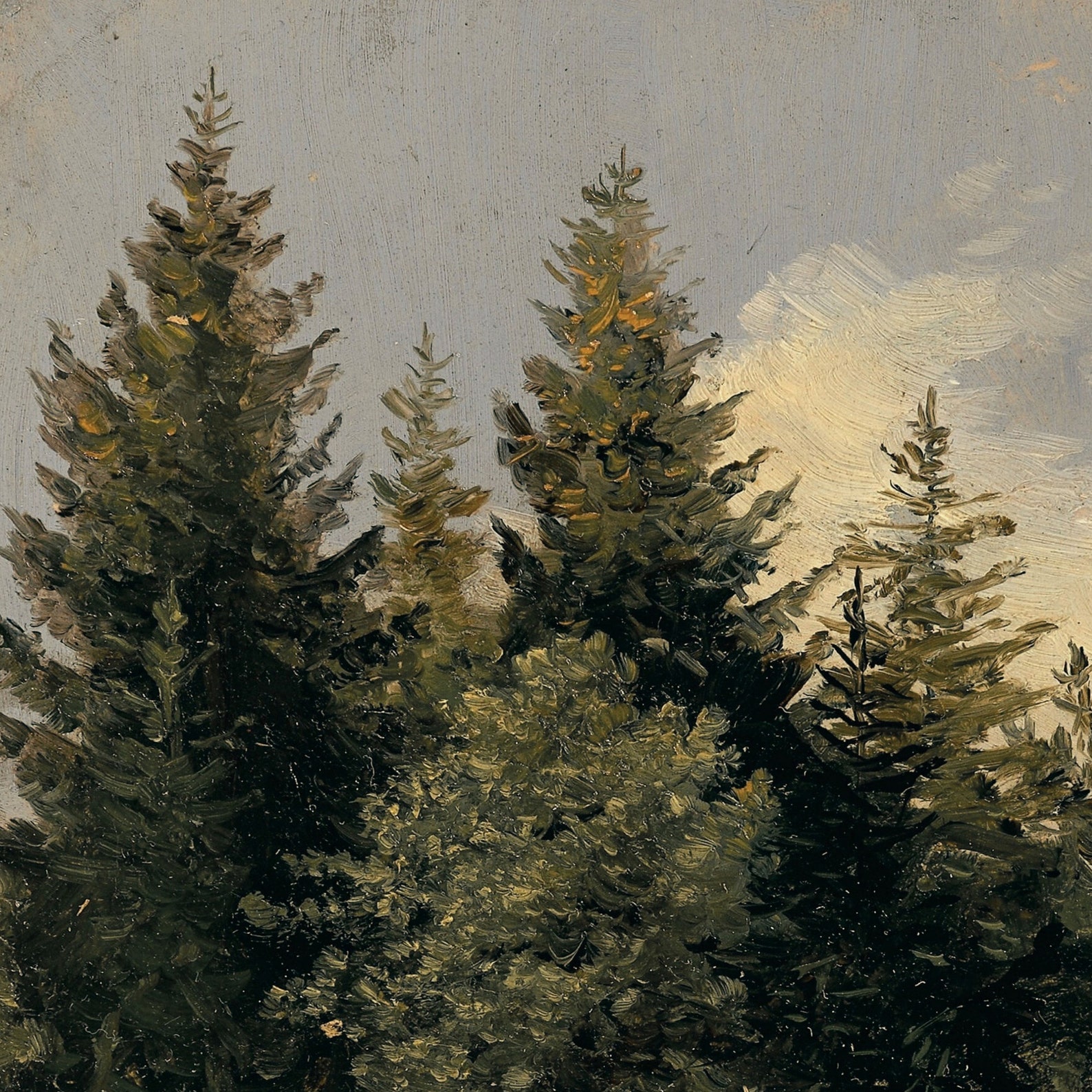 Vintage Forest Painting, Rustic Tree Wall Decor, Landscape Art Print ...