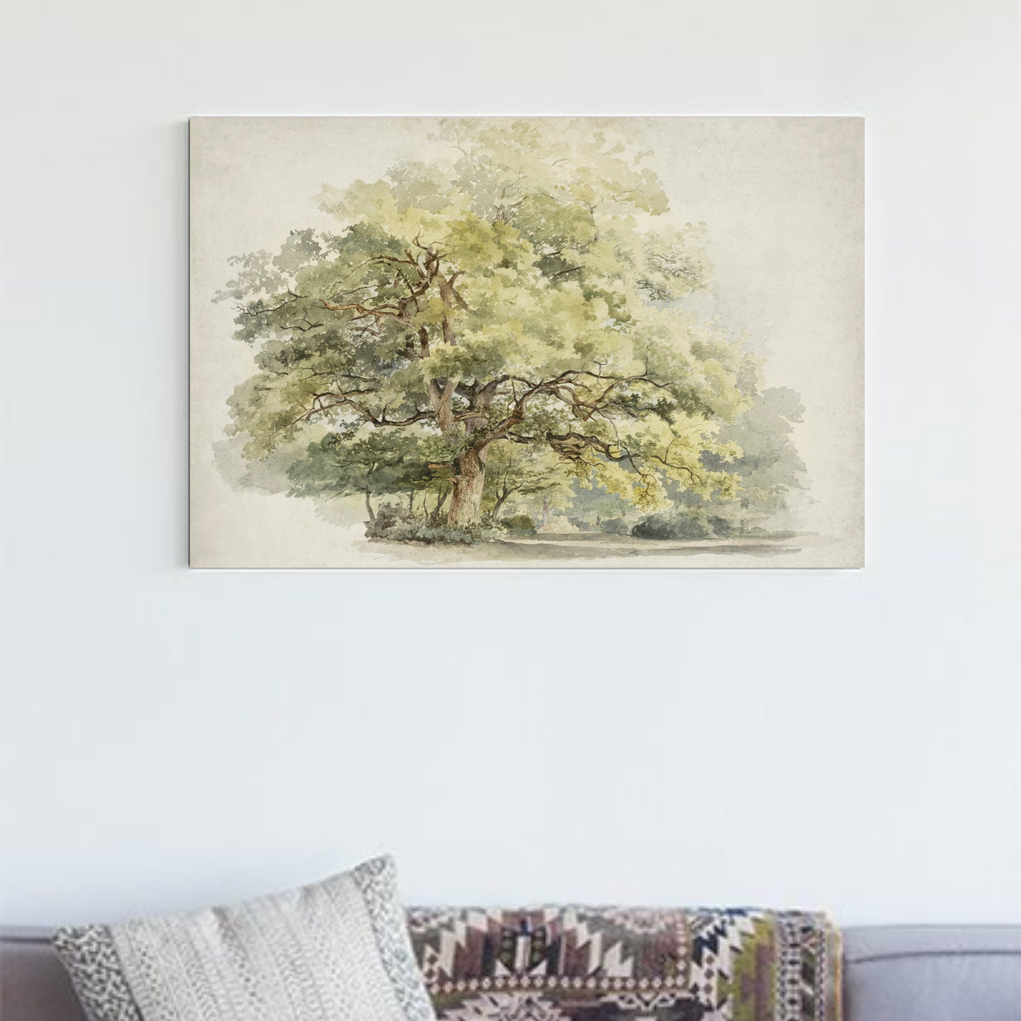 Vintage Oak Tree Drawing Landscape Tree Painting Antique - Etsy