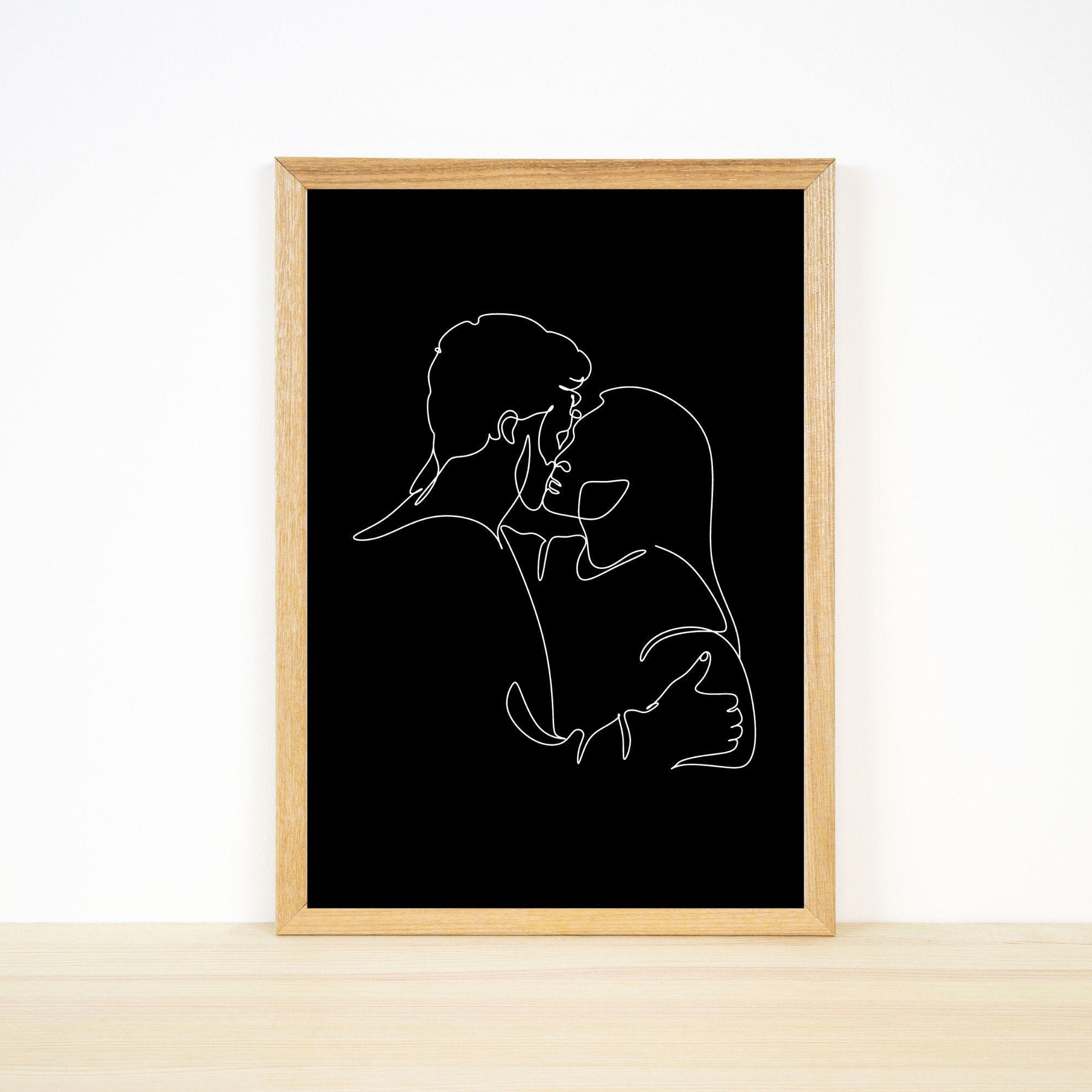 Couple One Line Drawing Kissing Print Minimalist Line Art | Etsy