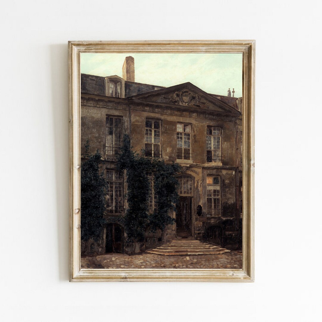 Vintage French Painting, Architecture Print, Antique Oil Painting ...