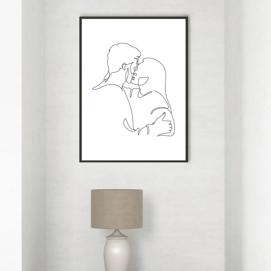 Couple Line Drawing Romantic Poster Bedroom Wall Art Love | Etsy