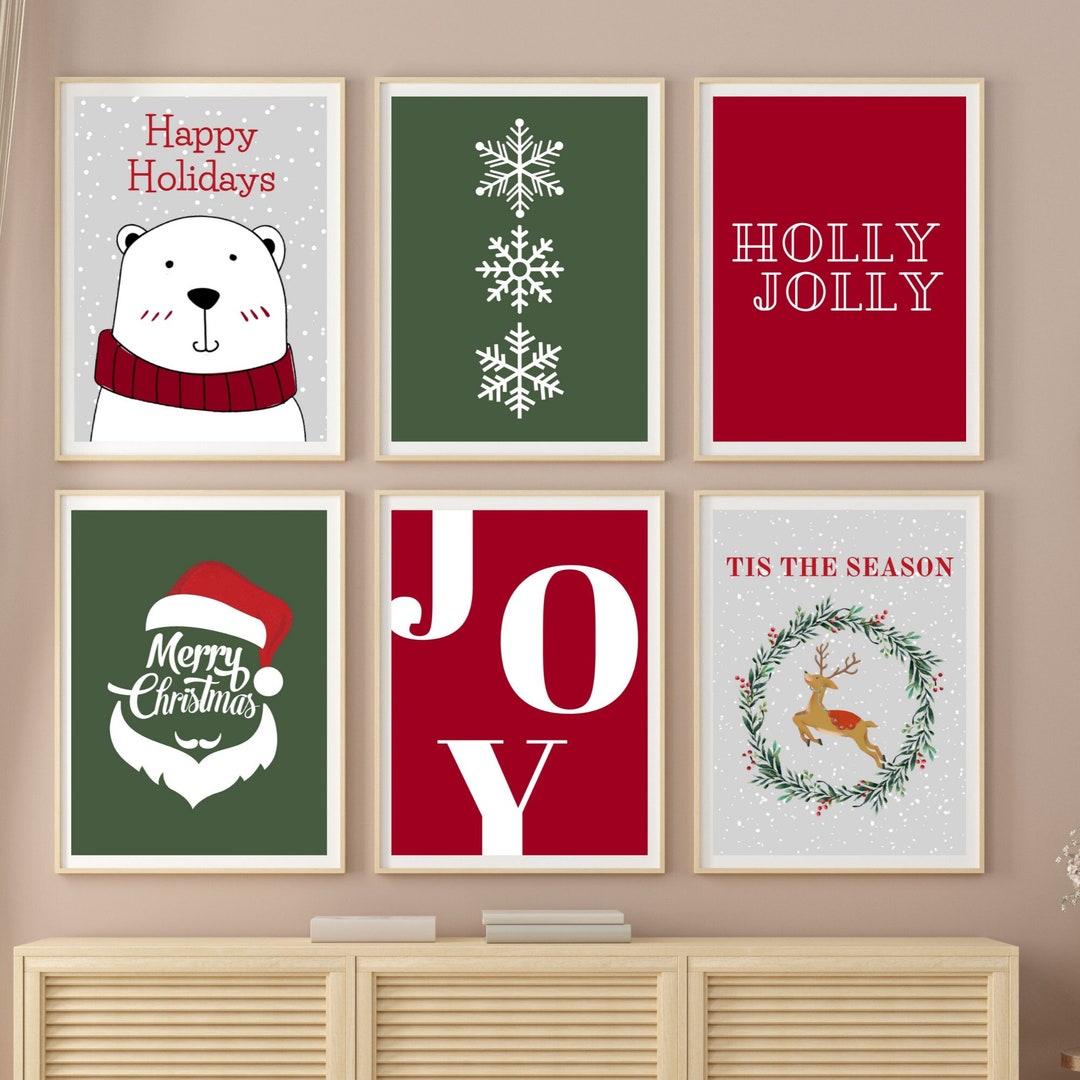 Christmas Prints Set of 6, Christmas Artwork, Christmas Gallery ...
