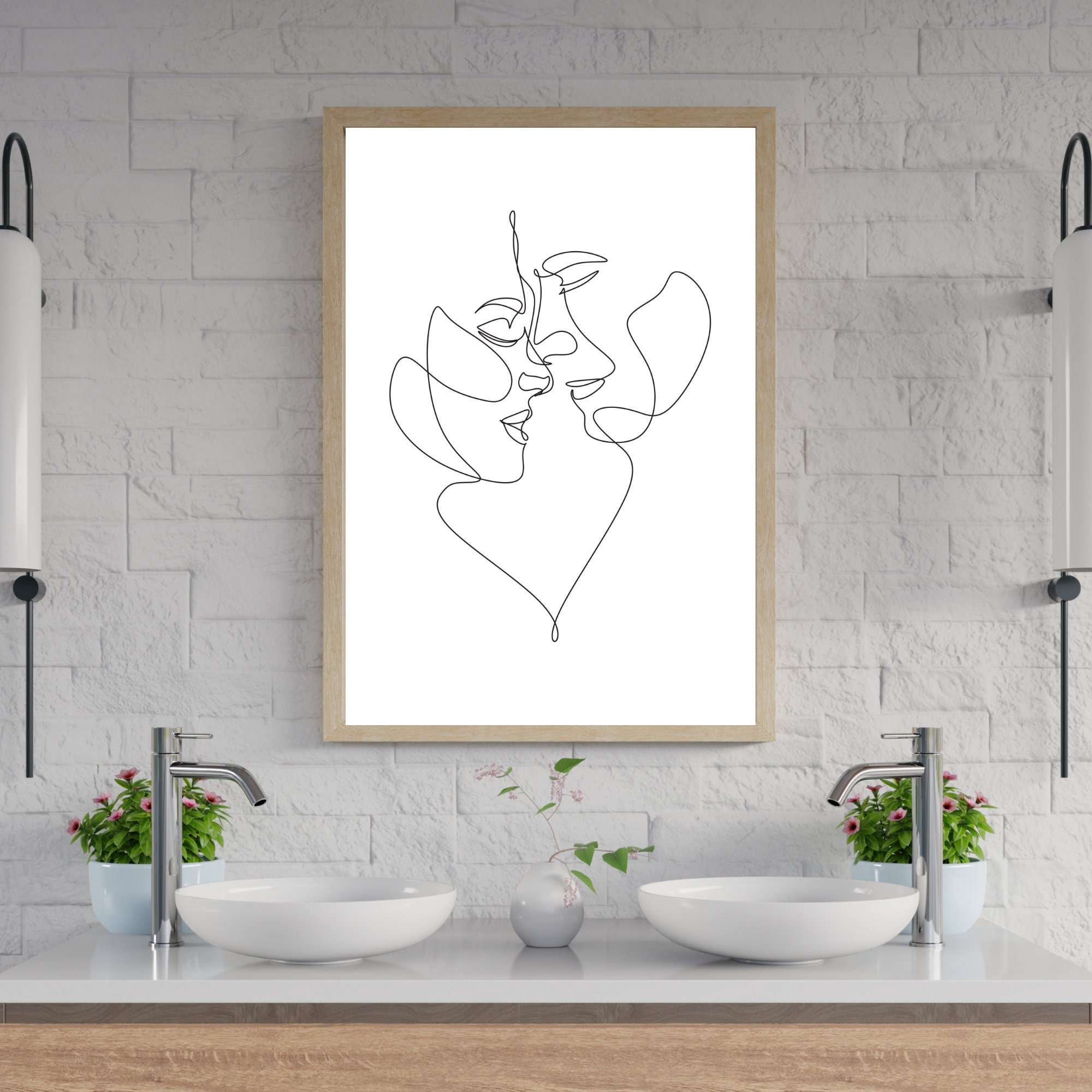 Couple One Line Drawing Minimalist Line Art Sexy Bedroom | Etsy