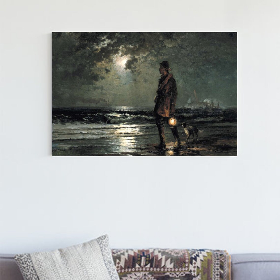 Vintage Seascape Painting Night Beach Art Coastal Beach - Etsy