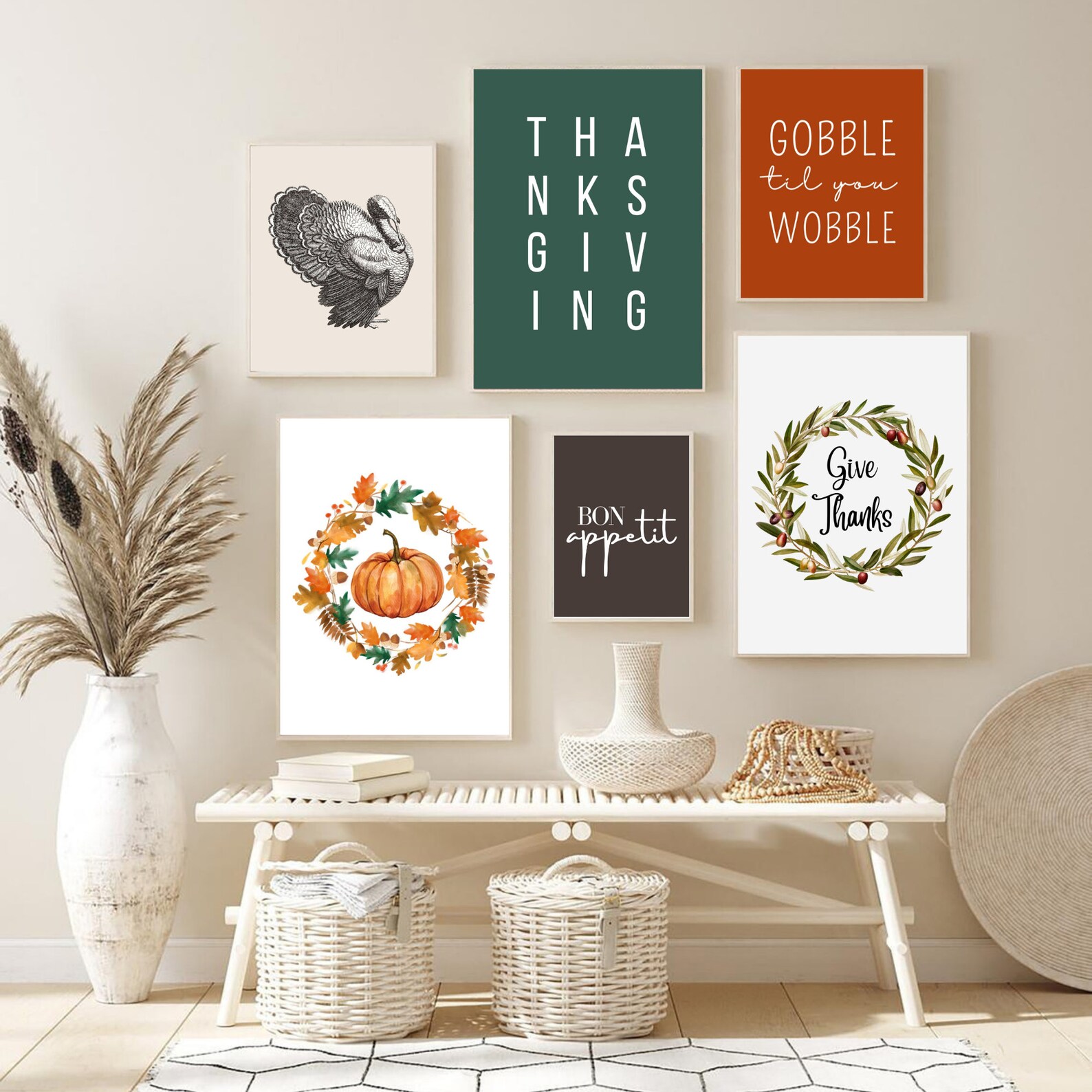 Thanksgiving Wall Art Printable Thanksgiving Decor Gallery - Etsy
