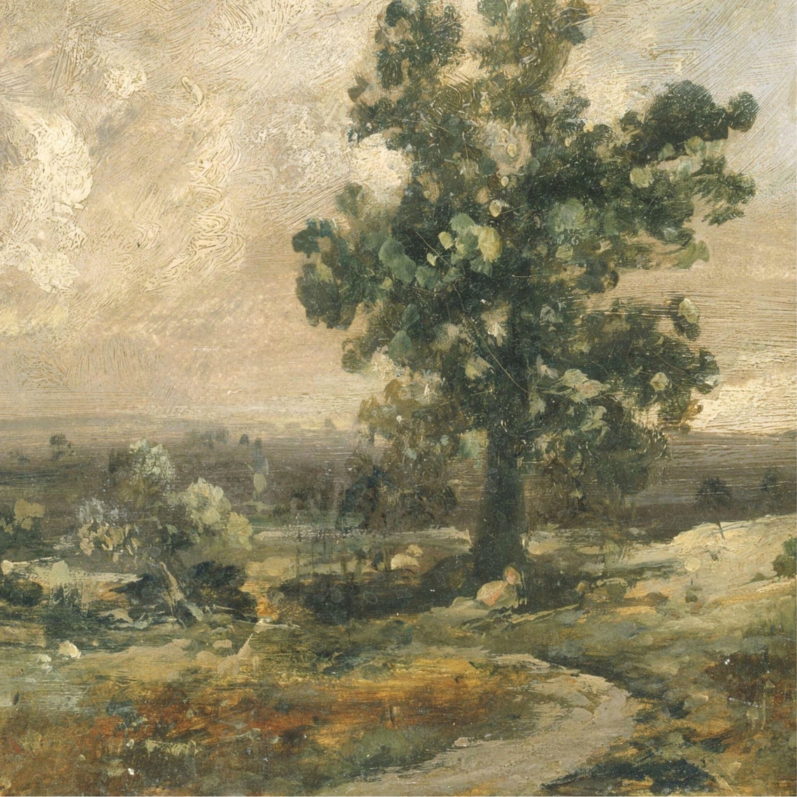 Country Landscape Painting Vintage Art Print Farmhouse Wall - Etsy