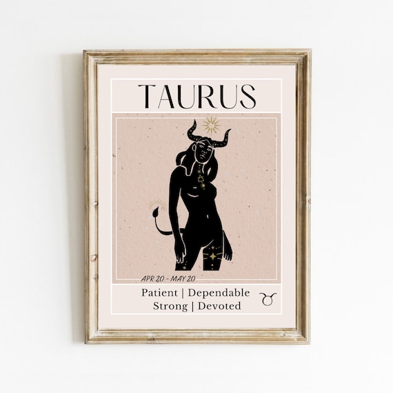 Taurus Zodiac Print Horoscope Symbols Taurus Zodiac Gifts | Etsy