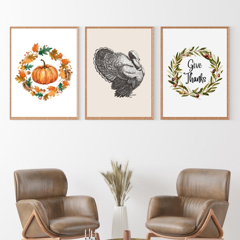 Thanksgiving Wall Art Printable Thanksgiving Decor Gallery - Etsy