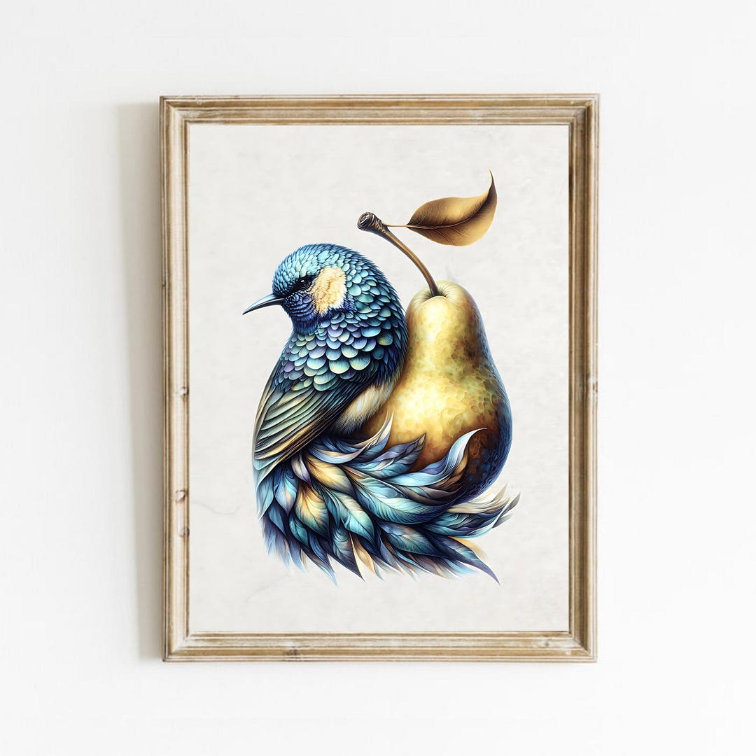 Vintage Bird and Pear Still Life Painting (digital Download) - Etsy