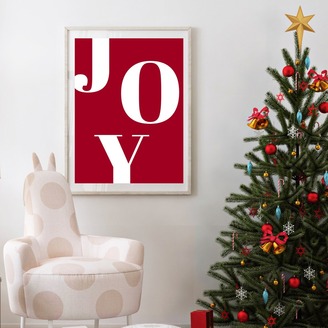 Joy Christmas Print Christmas Wall Art Christmas Artwork - Etsy