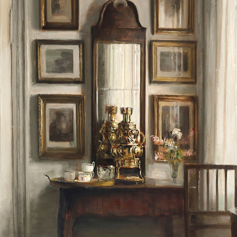 Vintage Still Life Painting: Moody Interior Art Print (digital Download ...