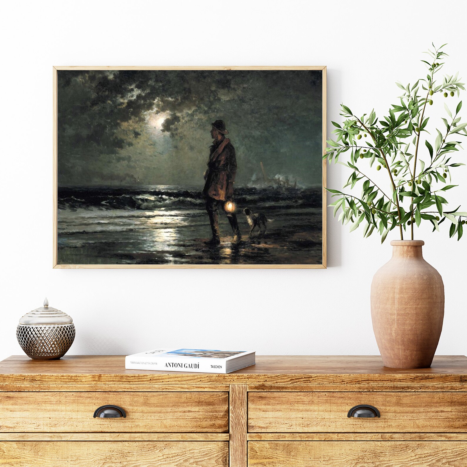 Vintage Seascape Painting Night Beach Art Coastal Beach - Etsy