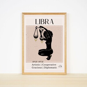 Libra Zodiac Art Print, Astrology Poster Decor, Horoscope Symbols ...