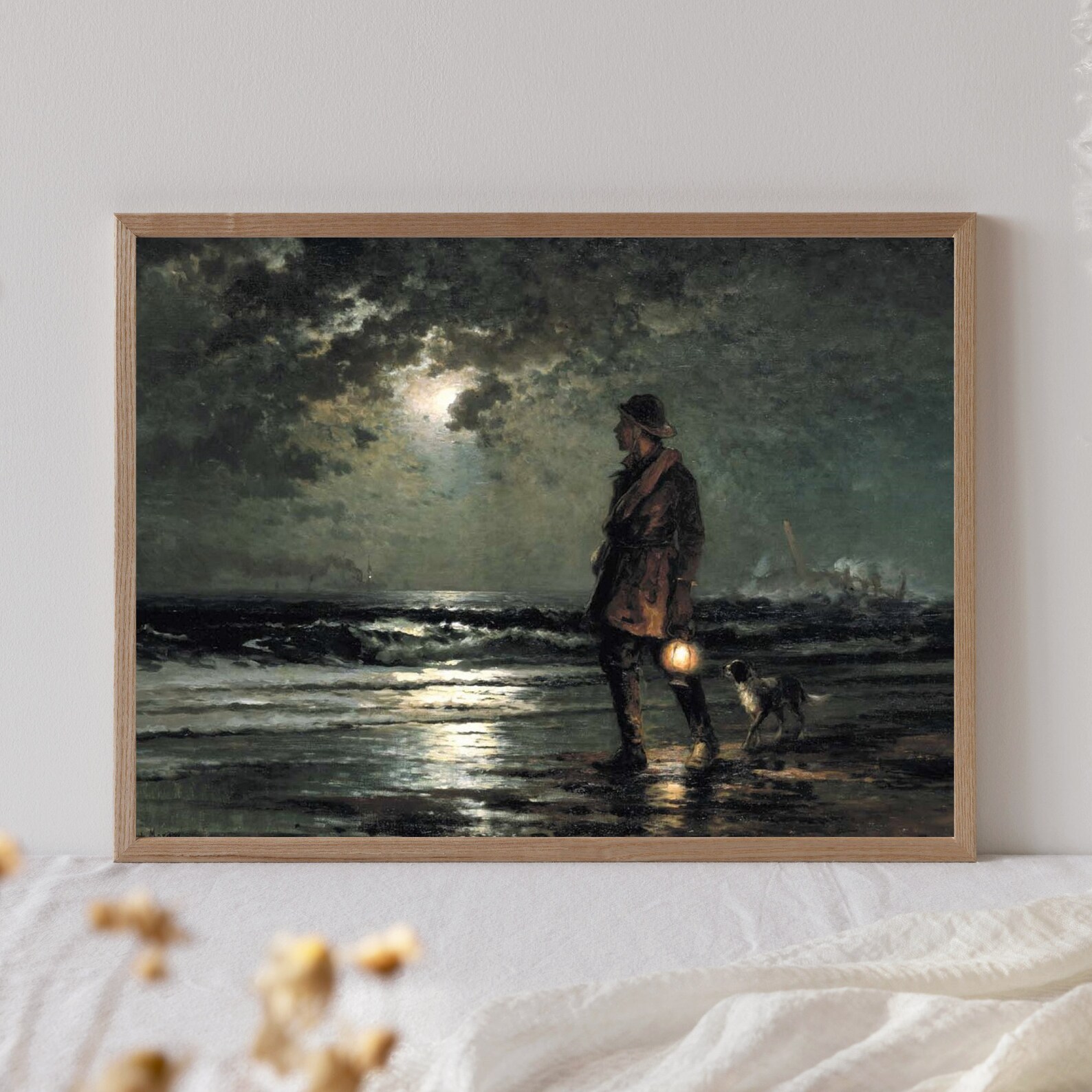 Vintage Seascape Painting Night Beach Art Coastal Beach - Etsy