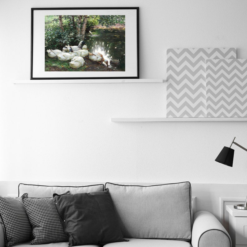 Vintage Duck Painting: Spring Landscape Printable Art (digital Download ...