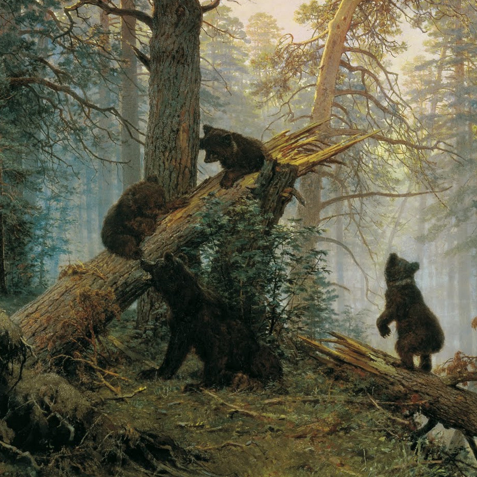 Bear Art Print Baby Bears Forest Painting Forest Trees - Etsy