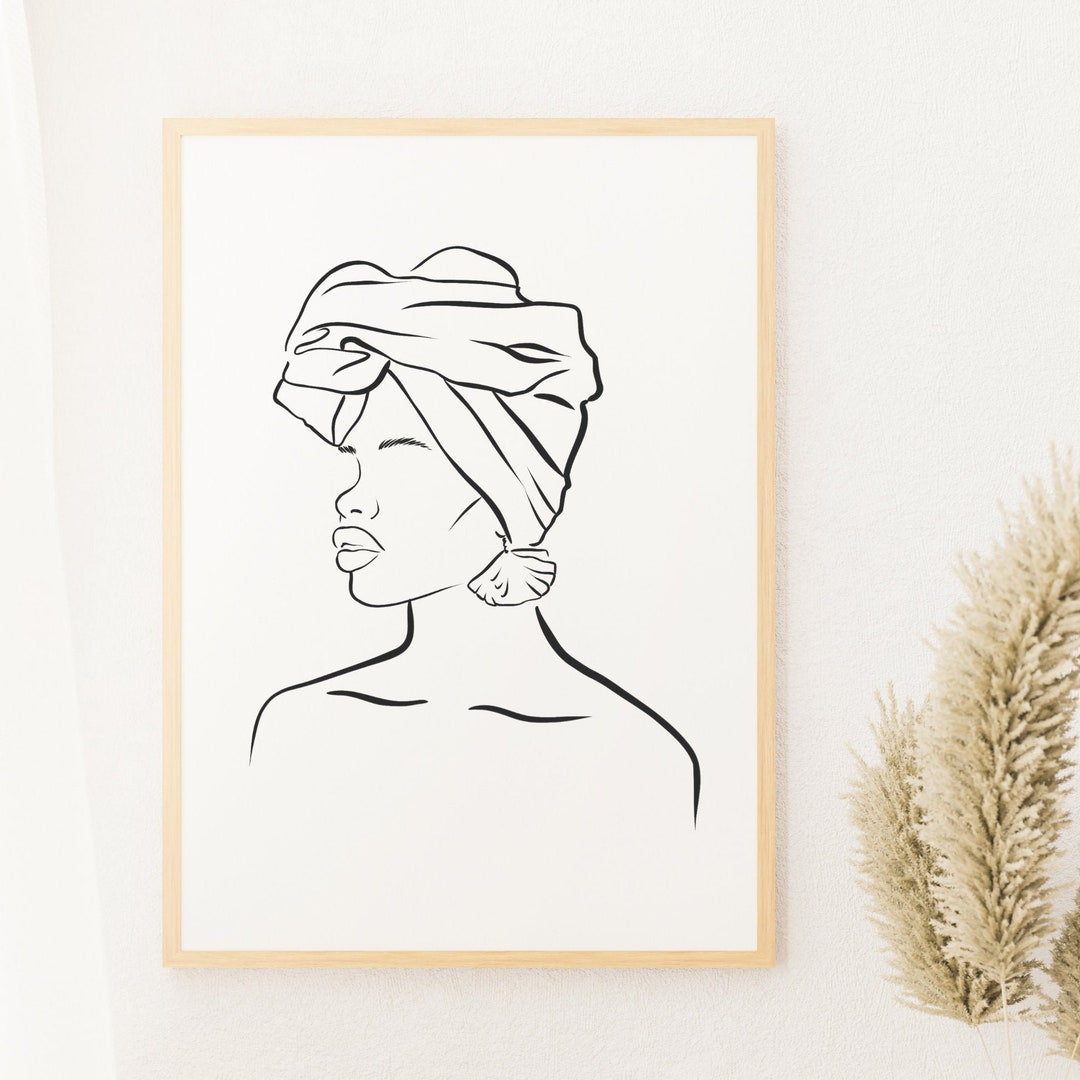 African Art, Black Woman Wall Art, Africa Line Art, African American ...