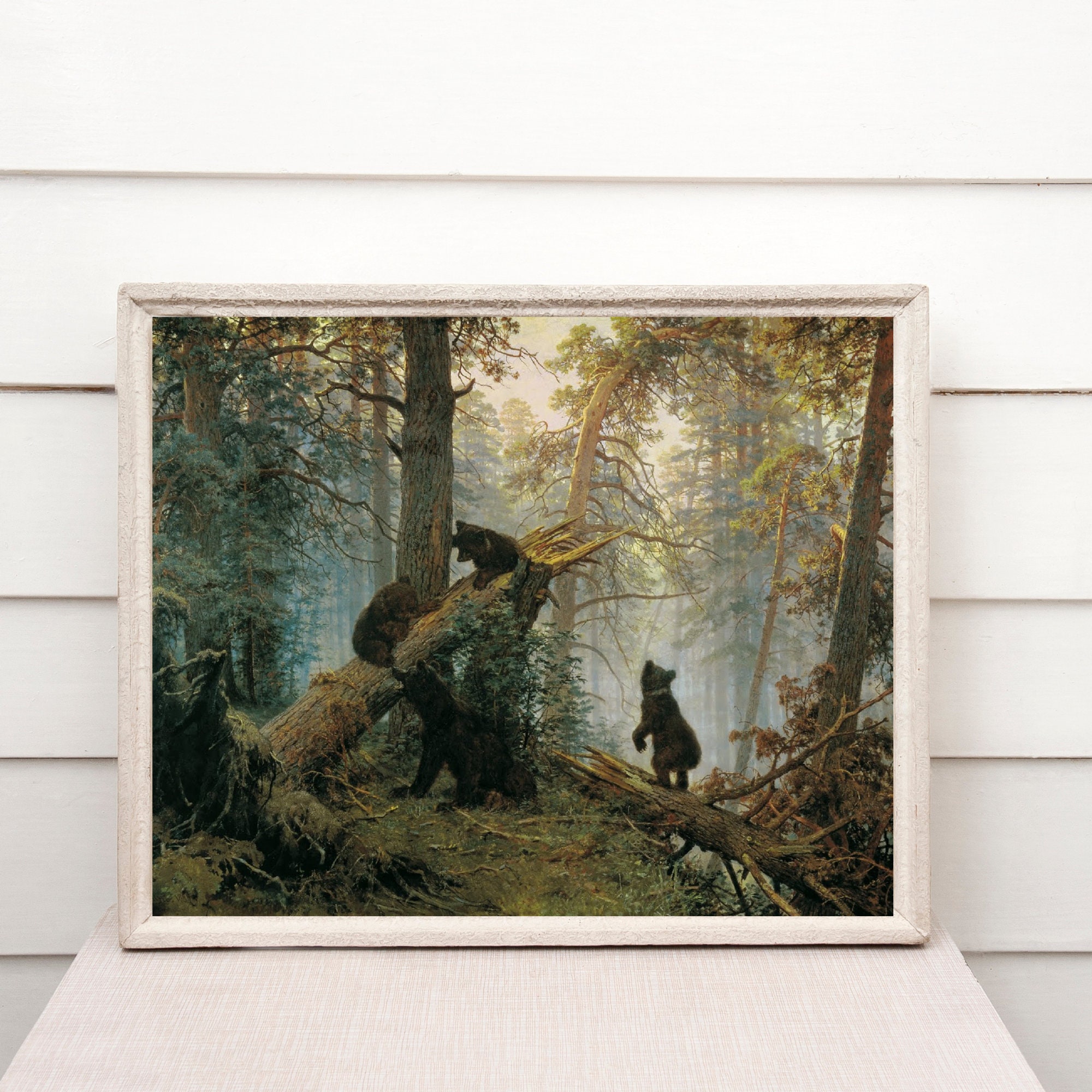 Bear Art Print Baby Bears Forest Painting Forest Trees - Etsy