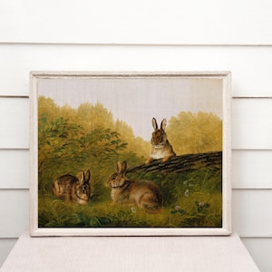Rabbit Vintage Art Print, Animal Print, Nursery Wall Art, Bunny Rabbit ...