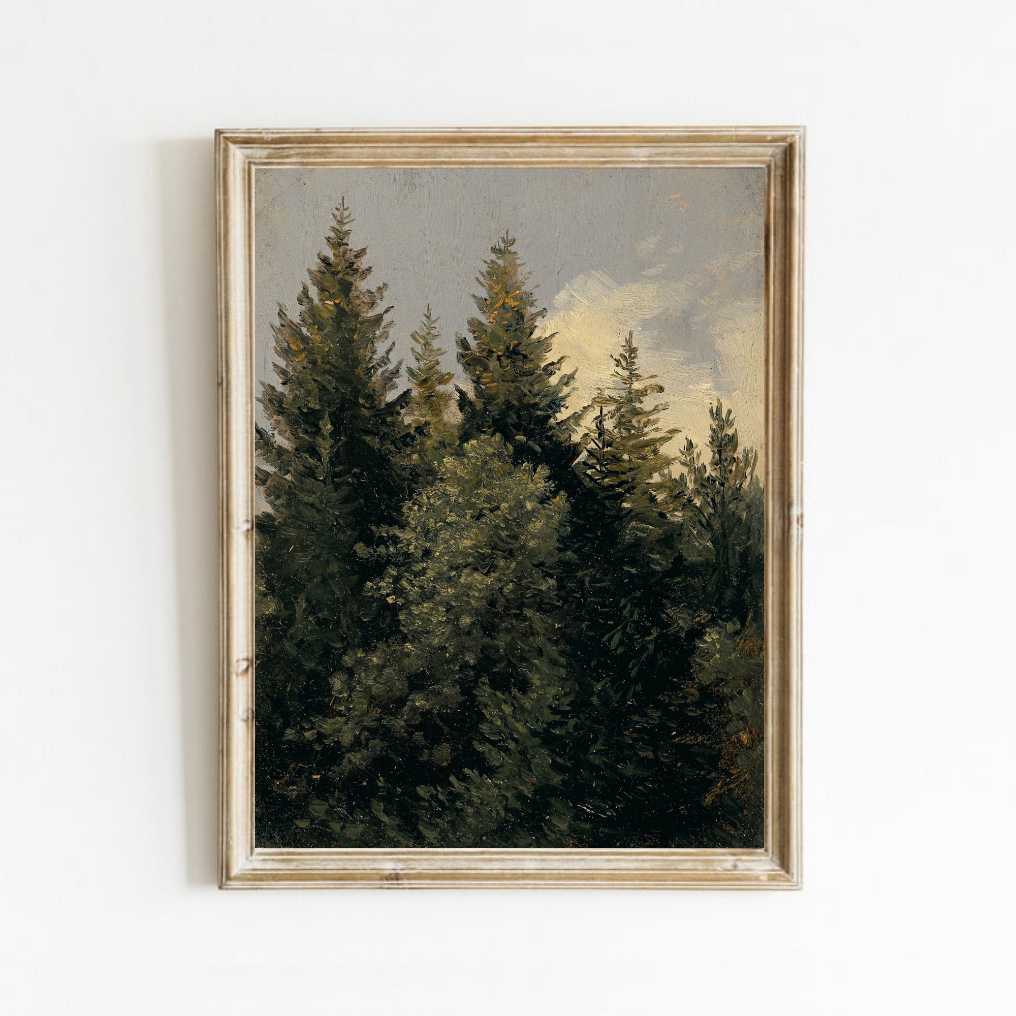 Vintage Forest Painting Rustic Tree Wall Decor Landscape Art - Etsy