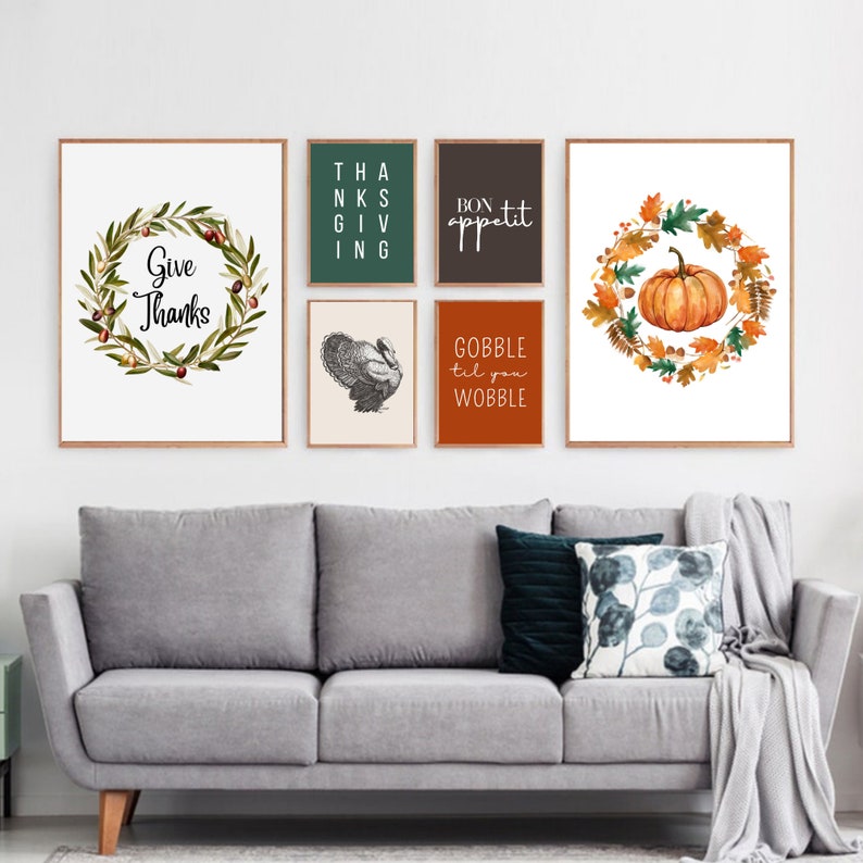 Thanksgiving Wall Art Printable Thanksgiving Decor Gallery - Etsy